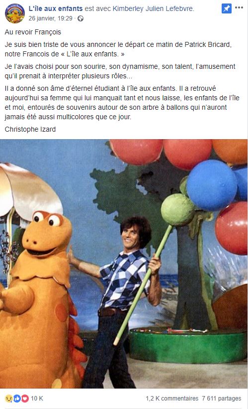 L’île aux enfants rend hommage à Patrick Bricard (François)